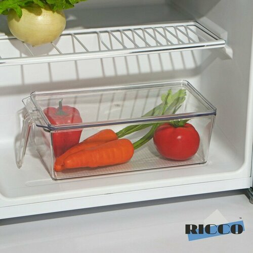 RICCO Контейнер для холодильника с крышкой и ручкой RICCO, 32×14,5×10 см, цвет прозрачный