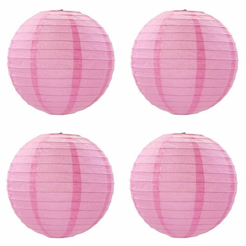 Набор подвесных бумажных фонариков нежно-розовый, диаметр 40 см, 4 шт