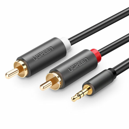 Аудиокабель UGREEN AV102 (10772) 3.5mm Male to 2RCA Male Audio Cable. Длина: 1м. Цвет: серый
