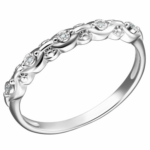 Перстень, серебро, 925 проба, родирование, бриллиант, размер 20, серебряный, бесцветный