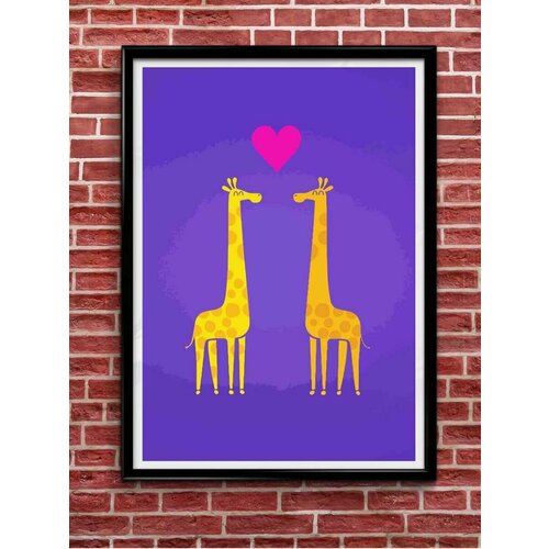 Плакат, Постер Жирафы любовь (А3 постер на стену)