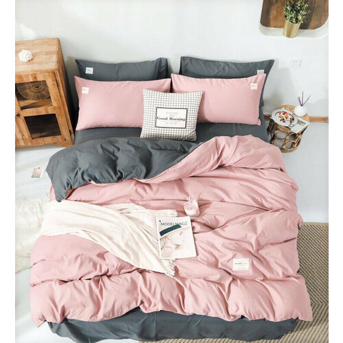 Комплект постельного белья Winni Светло-розовый двусторонний 1,5 спальный, Жатка, наволочки 70х70