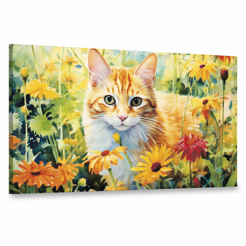 Интерьерная картина 100х60 "Кот и его тайная миссия"