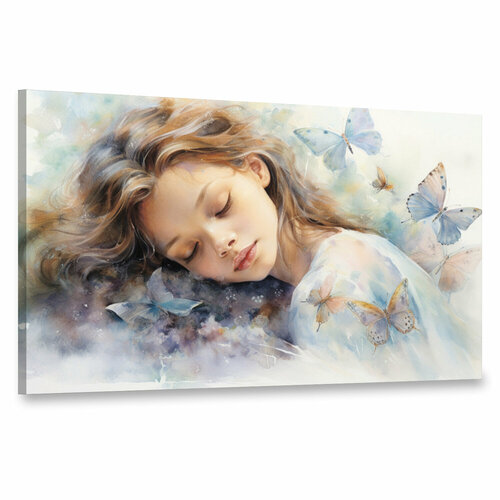 Интерьерная картина 100х60 "Эфирная грация: Поцелуй бабочки"
