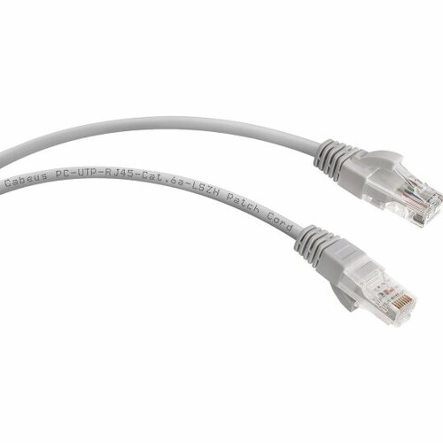 Патч-корд Cabeus U/UTP PC-UTP-RJ45-Cat.6a-1.5m-LSZH категория 6а (10G), 2xRJ45/8p8c, неэкранированный, серый, LSZH, 1.5м