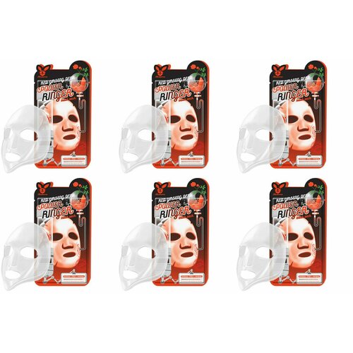 Elizavecca Маска на тканевой основе Red Ginseng Deep Power Ringer Mask Pack, 6 шт