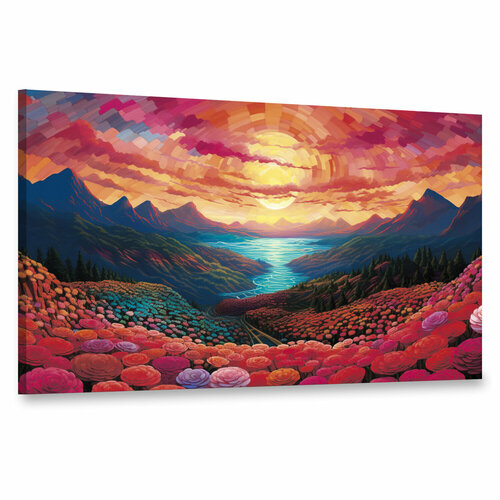 Интерьерная картина 100х60 "Розы в красках заката"