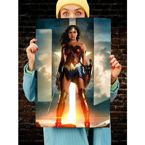 Постер интерьерный Чудо Женщина, 70х46 см. Матовый яркий. Лига справедливости Супергерои