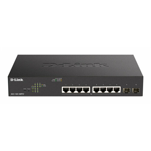 D-Link EasySmart L2 Switch 8х1000Base-T PoE, 2x1000Base-X SFP, PoE Budget 130W