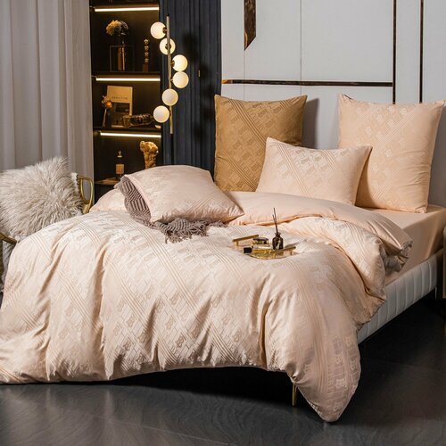 Комплект постельного белья Сатин Жаккард GC005, 2 спальный, наволочки 70-70 2 шт
