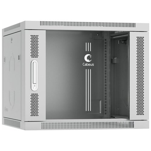Cabeus SH-05F-9U60/45 Шкаф телекоммуникационный настенный 19" 9U 600x450x501mm (ШхГхВ) дверь стекло, цвет серый (RAL 7035) (SH-05F-9U60/45)