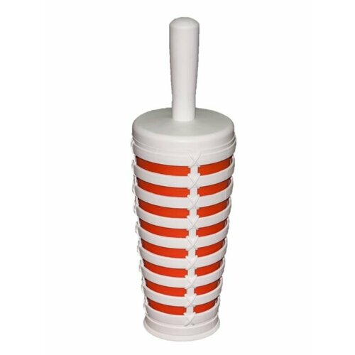 Напольный ершик Primanova M-E22-01-17 пластиковый с закрытой туалетной щёткой для унитаза цвет оранжевый, размер диаметр 12 см, высота 37 см
