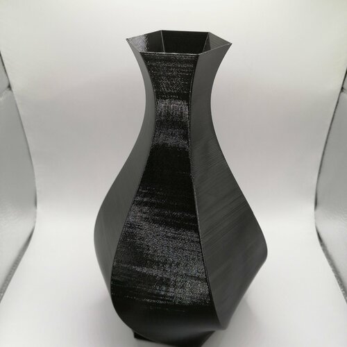 Ваза для цветов интерьерная (3D печать) (урал3) Черная