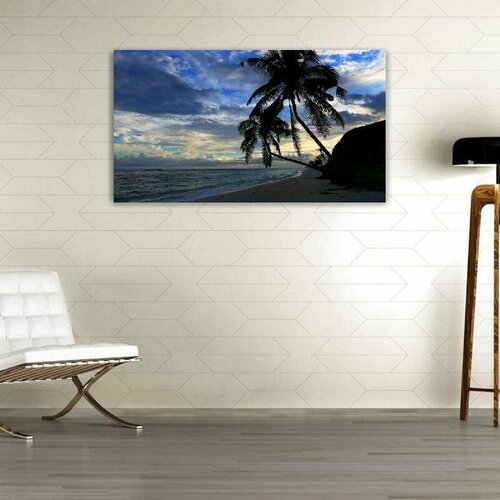 Картина на холсте 60x110 LinxOne "Пляж Лаломану Lalomanu Beach" интерьерная для дома / на стену / на кухню / с подрамником