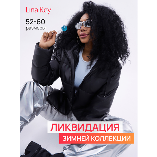 Куртка  LINA REY женская пуховик зимний, размер 56, черный