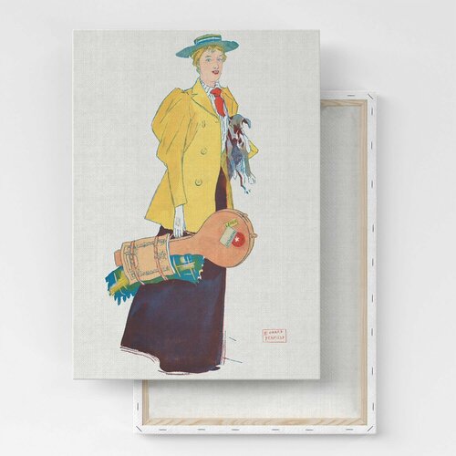 Картина на холсте, репродукция / Эдвард Пенфилд - Woman holding dog and stuffs / Размер 40 x 53 см