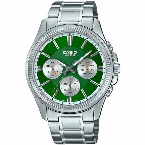 Наручные часы CASIO MTP-1375D-3A, зеленый, серебряный
