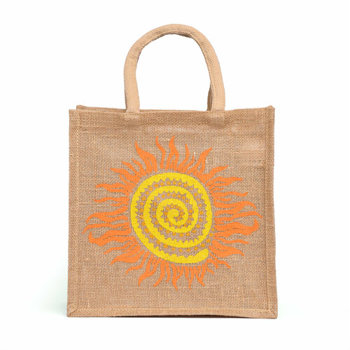 Сумка шоппер  Джутовая сумка "Солнце-2", сумка шоппер,сумка для покупок РВ-2110, бежевый, желтый