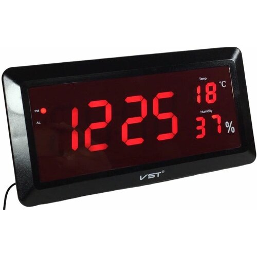 Часы электронные VST-780S, красная подсветка/ Сетевые часы-будильник, настольные, настенные