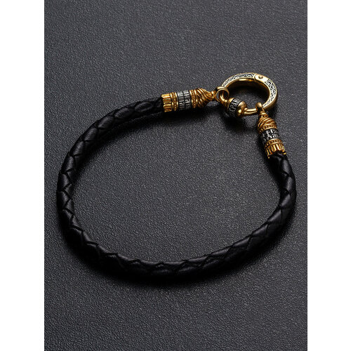 Плетеный браслет Angelskaya925 Браслет женский для шармов пандора, размер 17 см, золотистый, черный