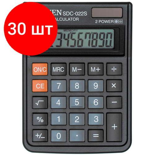 Комплект 30 штук, Калькулятор настольный компактный CITIZEN SDC-022S/022SR, 10 разряд