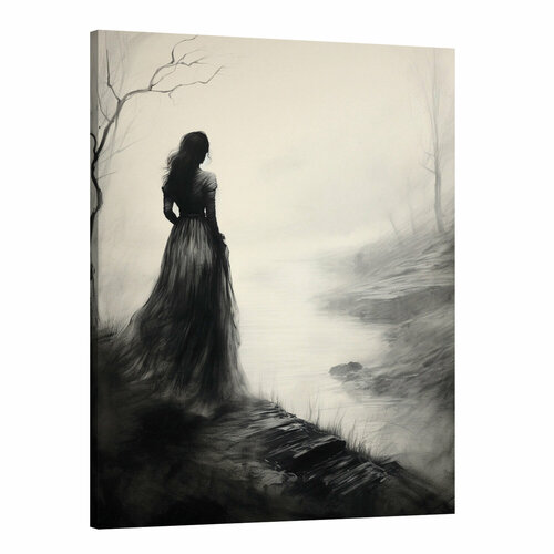 Интерьерная картина 50х70 "Таинственная женщина в тумане"