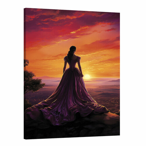 Интерьерная картина 50х70 "Принцесса на фоне заката"