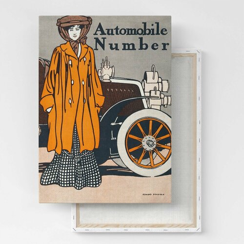 Картина на холсте, репродукция / Эдвард Пенфилд - Woman and a vintage car / Размер 60 x 80 см