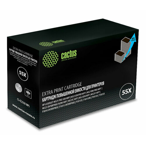 Картридж Cactus CS-CE255X-MPS для лазерного принтера, черный, совместимый