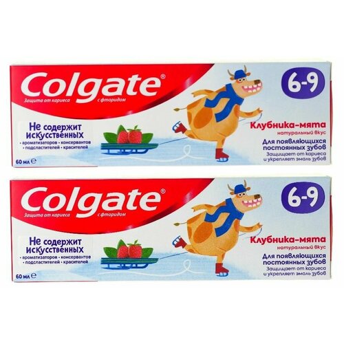 Colgate Зубная паста вкус Клубники и Мяты, Детская, 6-9лет, 60 мл, 2 шт