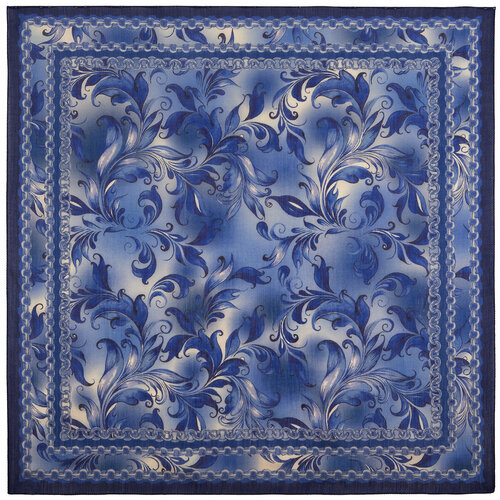 Платок Павловопосадская платочная мануфактура,115х115 см, синий