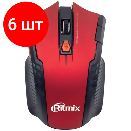 Комплект 6 штук, Мышь компьютерная RITMIX RMW-115 Red 800/1200/1600 dpi, 6кн (80001668)