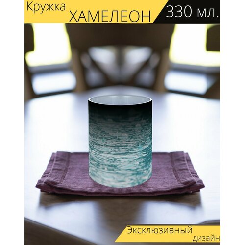 Кружка хамелеон с принтом "Капать, дождь, капли" 330 мл.