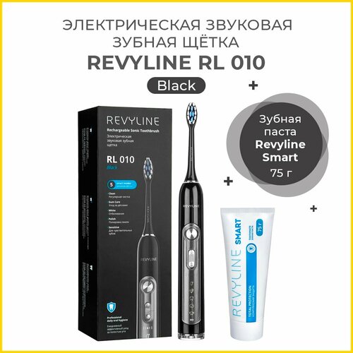 Электрическая зубная щетка Revyline RL 010 черная + Зубная паста Revyline Smart, 75 г.