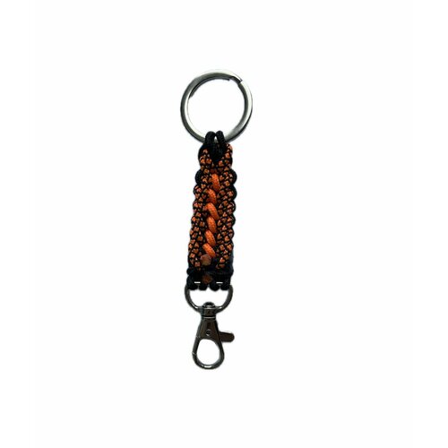 Бирка для ключей, плетеная фактура, оранжевый, черный