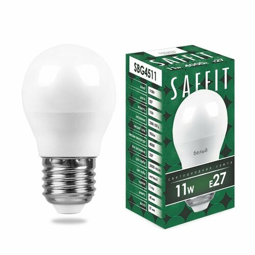 SAFFIT Лампа светодиодная SAFFIT, 11W 230V E27 4000K G45, SBG4511