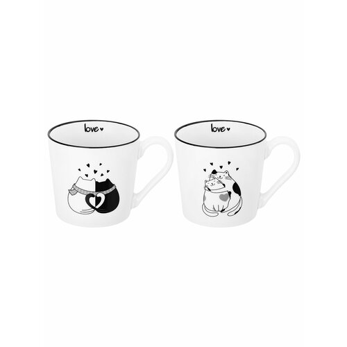Кружка / чашка для кофе, чая 2 шт 390 мл 13х9,5х9 см Elan Gallery Влюбленные котики, набор