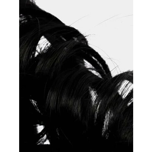 Резинка-шиньон, пучок черный из искусственных волос, термо-канекалон, 45 г, 12-15 см, оттенок 1В