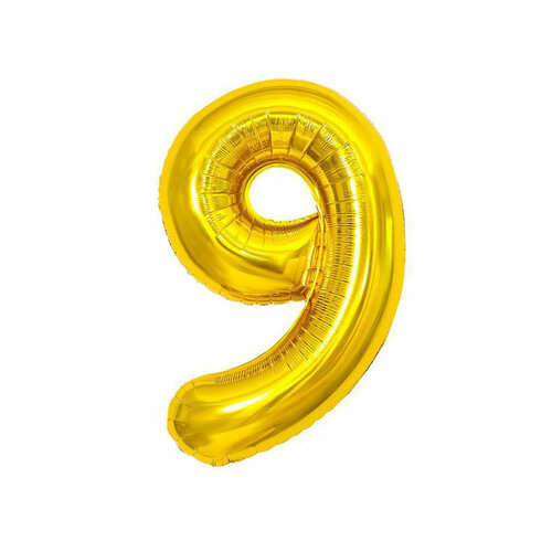 Воздушный шар, 40", MESHU, цифра 9, золотой, фольгированный (арт. 353665)