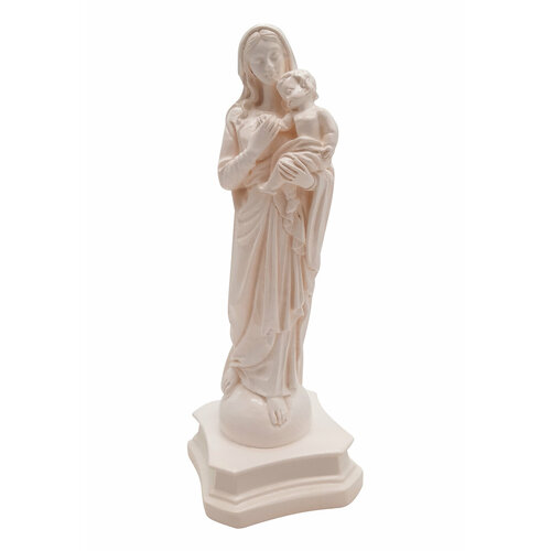 Статуэтка Дева Мария (Мадонна с младенцем) 24,5 см гипс, цвет белый