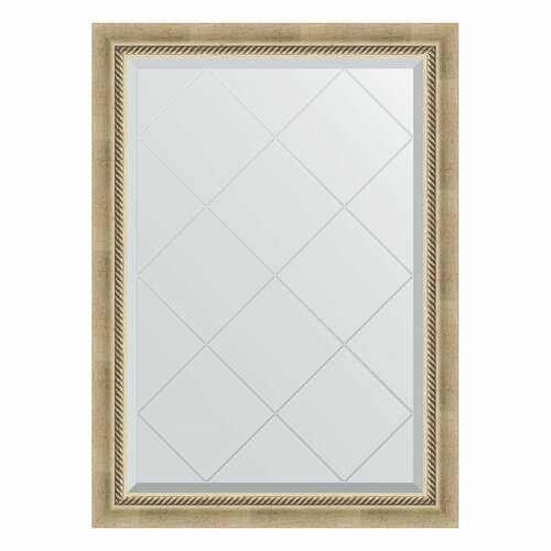 Зеркало Evoform Exclusive-G 730x1010 BY 4175 с гравировкой в багетной раме - состаренное серебро с плетением 70 mm