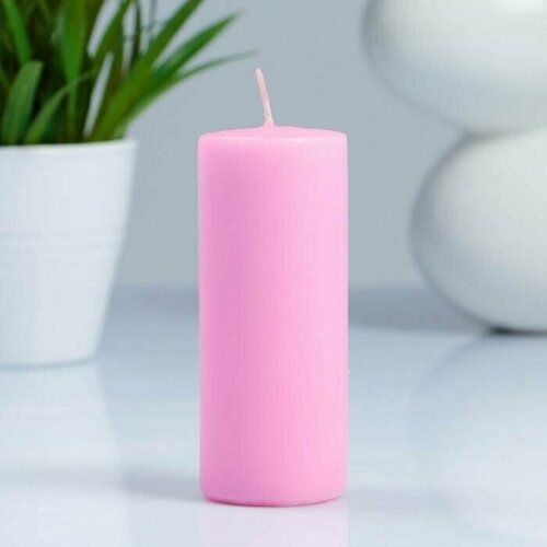 Свеча - цилиндр, 4х12 см, 15 ч, светло-розовая