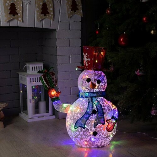 Luazon Lighting Светодиодная фигура «Снеговик» 33 × 65 × 27 см, металл, текстиль, 220 В, свечение мульти