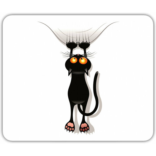 Коврик для мыши "Черный кот-хулиган" (24 x 20 см x 3 мм)