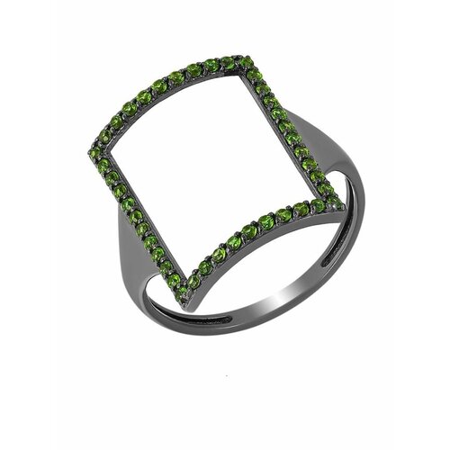 Кольцо UVI, серебро, 925 проба, размер 17, черный, зеленый