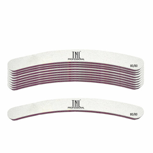 TNL, набор пилок для ногтей бумеранг 80/80 улучшенное качество (белые), 10 шт