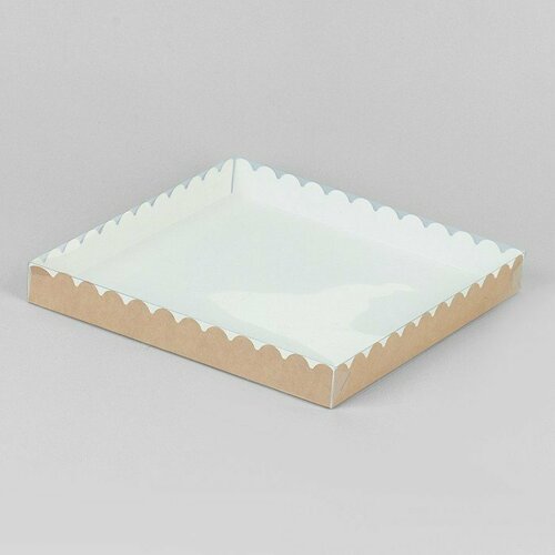 Коробочка для печенья с PVC крышкой, крафт 25 х 25 х 3 см (комплект из 30 шт)