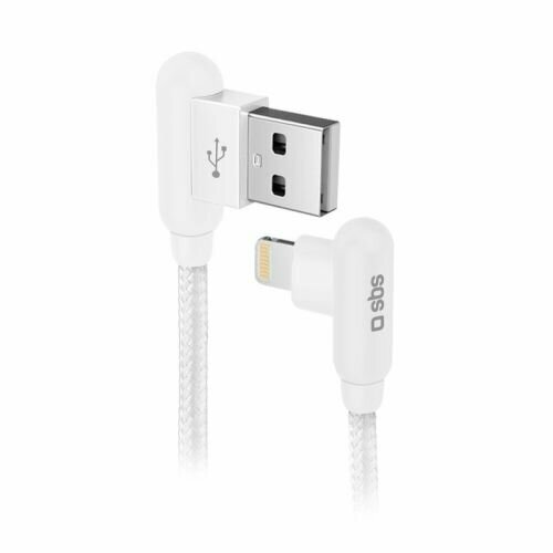 SBS Mobile Кабель Lightning USB под углом 90°, металлический разъем, 1 м, белый