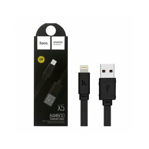 Кабель hoco. X5 lightning - USB 2.4А (1м.), черный