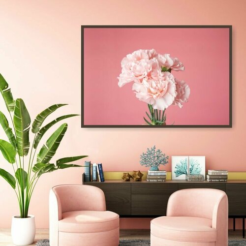 Постер для интерьера Нежно Розовые Цветы Гвоздики 90х60 см в тубусе ПолиЦентр